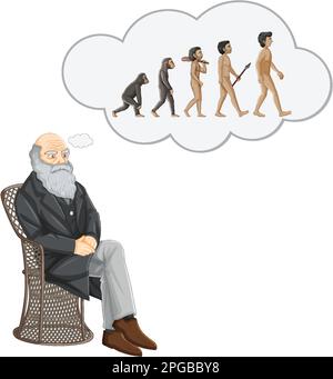 Charles Darwin cartoon character. Vector Illustration. Kids History ...