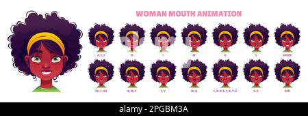 Mouth animation. Lip movements for cartoon character, human mouths ...
