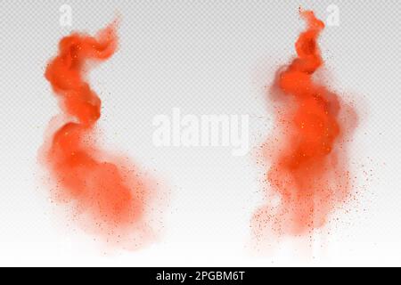 Realistic set of red dust clouds isolated on transparent background ...