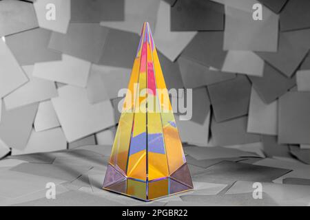 crystal pyramid on Colorful sticky notes in background Stock Photo - Alamy