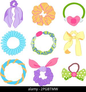 style hair scrunchies cartoon vector illustration Stock Vector Image ...