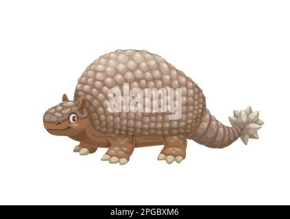 Cartoon Doedicurus dinosaur character. Ancient wildlife beast, Ice age ...