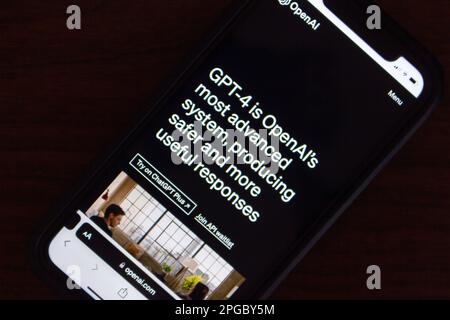 Vancouver, CANADA - Mar 18 2023 : Website of GPT-4 seen in an iPhone ...