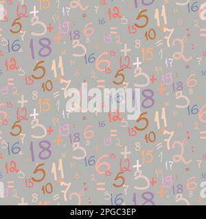 Color Numbers vector symbols. Seamless pattern of hand drawn brush ...