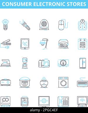 Consumer electronic stores vector line icons set. Electronics, Consumer ...