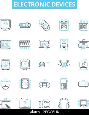 Devices and computers icons, line symbols, web signs, vector set ...