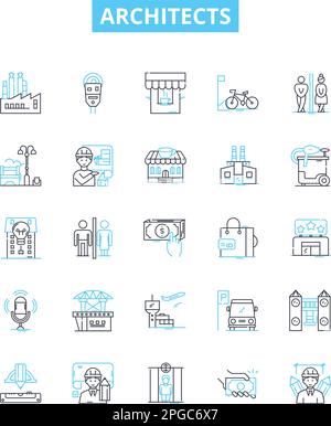 Architects vector line icons set. Design, Creativity, Vision, Blueprint ...