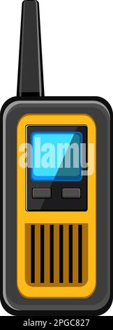 Cartoon police radio, black walkie-talkie speaker. vector illustration ...