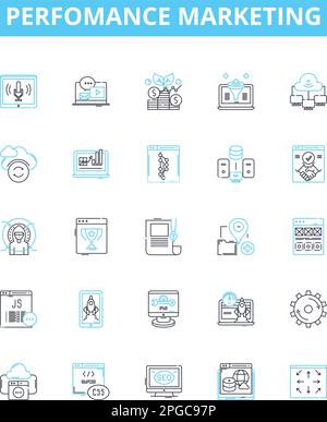 Perfomance marketing vector line icons set. Performance, Marketing ...