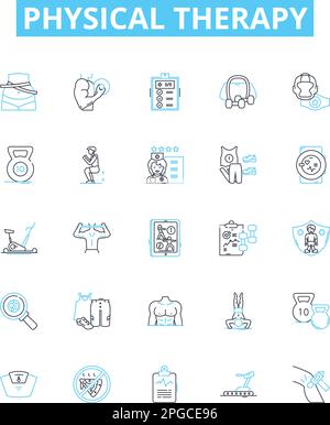 Physical therapy vector line icons set. Physiotherapy, Rehabilitation ...