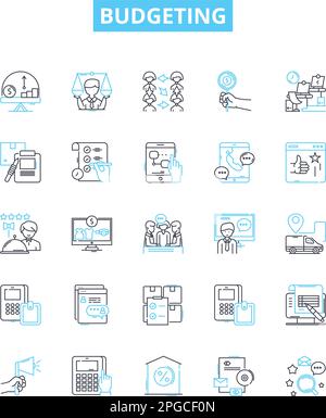 budgeting icons, signs, outline symbols, concept linear illustration ...