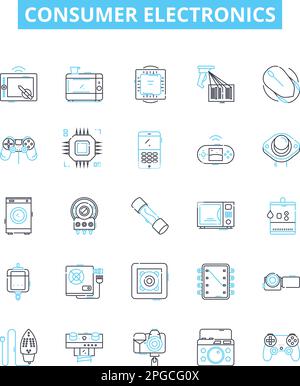 Consumer electronics vector line icons set. Electronics, Consumer, TVs ...