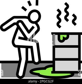 dangerous substance spill man accident line icon vector illustration ...
