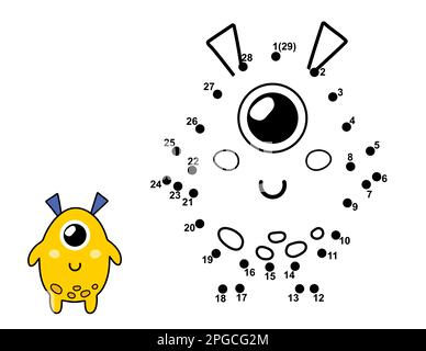 Connect the dots and draw a cute alien character. Join the numbers ...