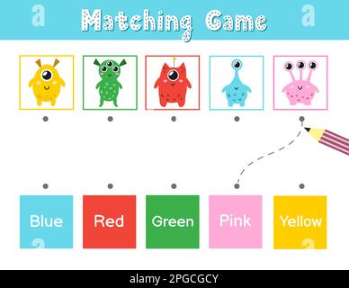 Match cute aliens by color. Educational game for school and preschool ...
