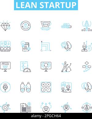 Lean startup vector line icons set. Lean, Startup, Iterate, MVP, Agile, KPI, Prototype ...