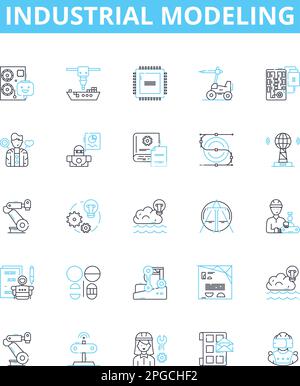 industrial modeling vector line icons set. Industrial, Modeling ...