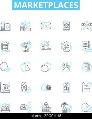 Selling icons, line symbols, web signs, vector set, isolated ...