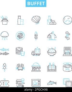 Buffet vector line icons set. Buffet, Catering, Dining, Food, Cuisine ...