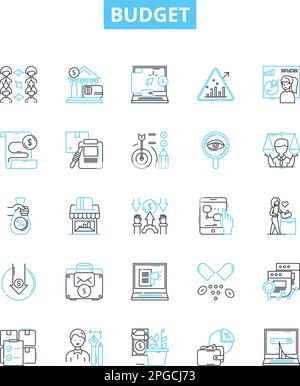 Allowance icons set. Outline set of allowance vector icons thin line ...