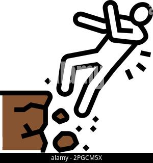 fall cliff man accident color icon vector illustration Stock Vector ...