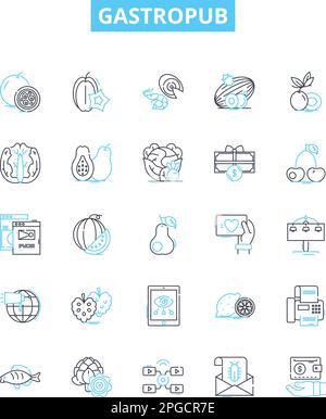 Gastropub vector line icons set. Pub, Gastronomy, Gastro, Food, Drinks ...