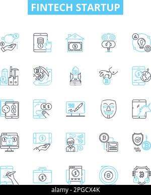 Fintech startup vector line icons set. Fintech, Startup, Digital ...