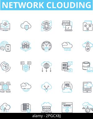 Network clouding vector line icons set. Network, Clouding, Cloud, Computing, Networking ...