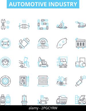 Cars and trucks icons, line symbols, web signs, vector set, isolated ...