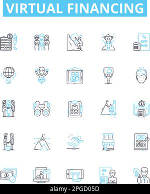 Virtual financing vector line icons set. Virtual, Financing, Money ...