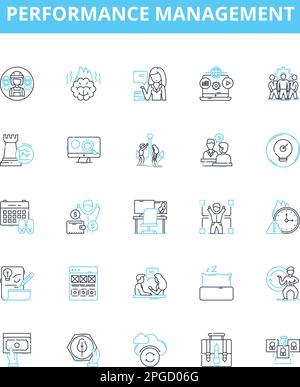 Performance evaluation and assessment line icons collection. Metrics, Criteria, Review ...