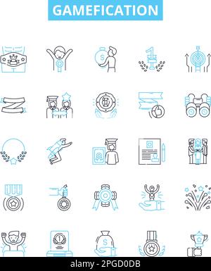 achievements icons, signs, outline symbols, concept linear illustration ...