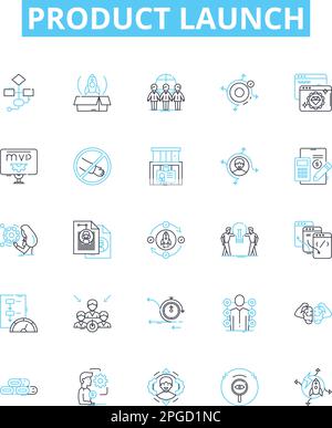 Product launch line icons signs set. Design collection of Launch ...