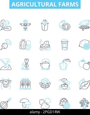 Agricultural farms vector line icons set. Farms, Agriculture, Crops ...