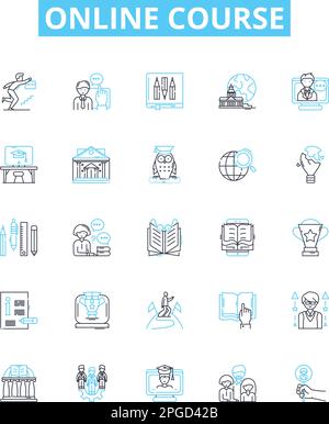 Courses and lessons icons, line symbols, web signs, vector set ...