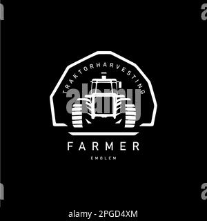 Tractor emblem, farm workhorse sign, agriculture logo, Fieldwork ...
