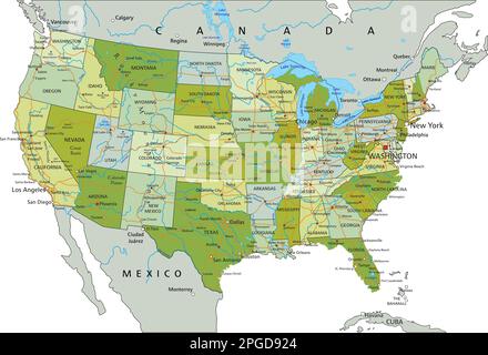 New York - Highly detailed editable political map with labeling Stock ...