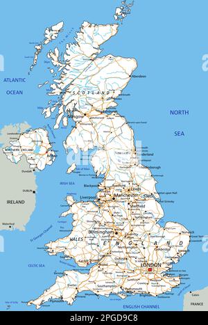 High detailed Scotland road map with labeling Stock Vector Image & Art ...