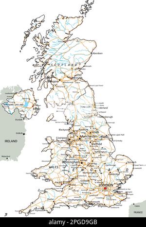 High detailed Scotland road map with labeling Stock Vector Image & Art ...