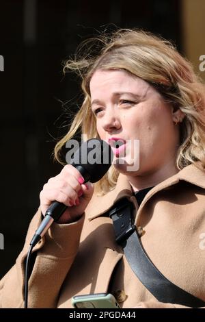 UCU general secretary Jo Grady gives a speech during the rally ...