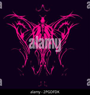 abstract neon butterfly, logo, vector with wings, sketch style Stock ...