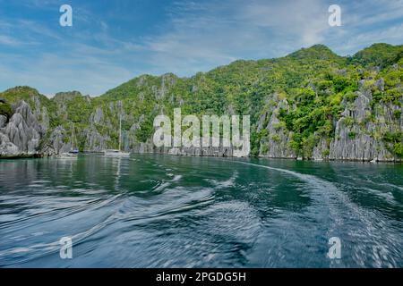 Majestic rocks in Coron, Palawan in the Philippines that are overgrown ...