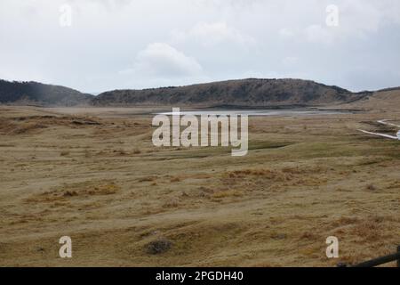 Kusasenri grass field and mountain with active volcanoes travel ...