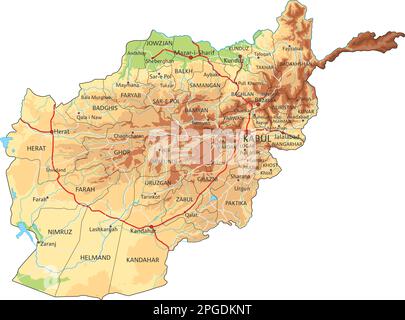 Highly detailed Afghanistan physical map with labeling Stock Vector ...