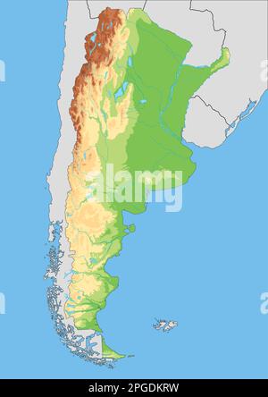 Highly detailed Argentina physical map with labeling Stock Vector Image ...