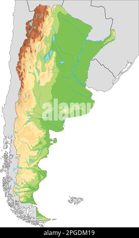Highly detailed Argentina physical map with labeling Stock Vector Image & Art - Alamy