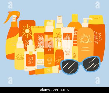 Sunscreen and lotion with SPF Stock Vector Image & Art - Alamy