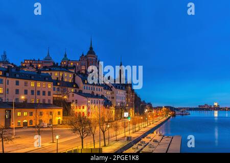 Stockholm Sweden, night city skyline at Gamla Stan old town and ...