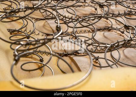 The internal structure of the spring mattress. Old box-spring mattress ...