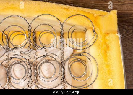 The internal structure of the spring mattress. Old box-spring mattress ...